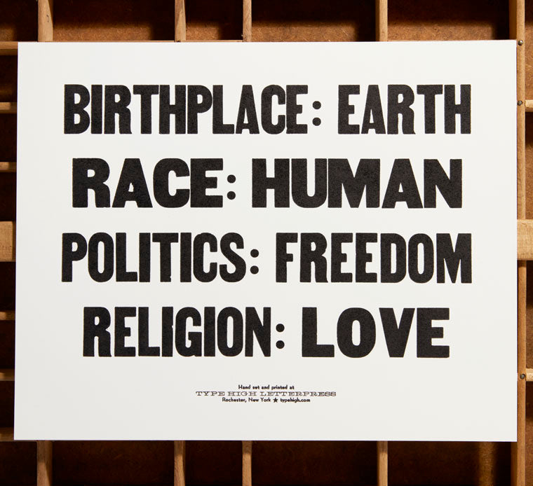 Small Letterpress Posters – Type High Letterpress