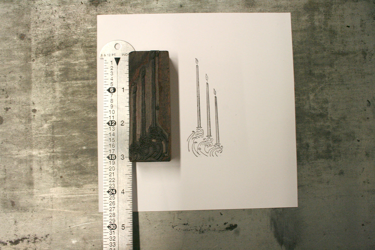 Three Candle Letterpress Cut – Type High Letterpress